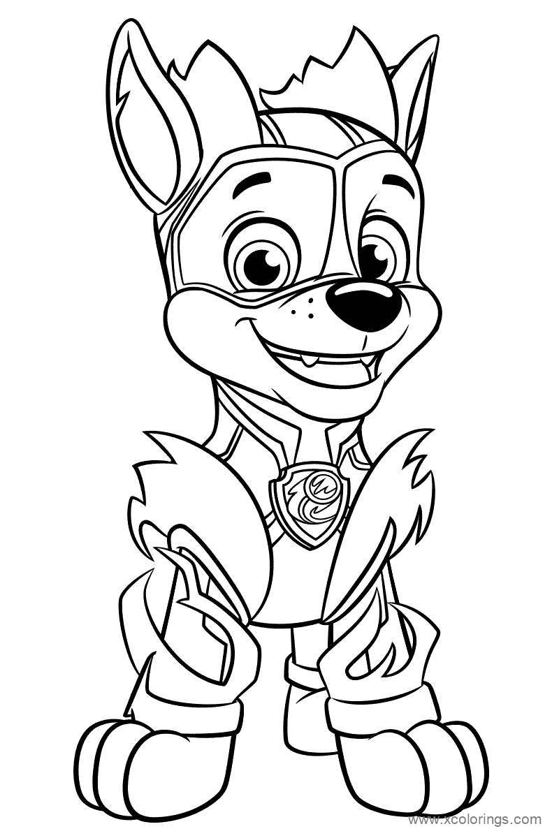 Paw Patrol Mighty Pups Chase Coloring Sheet XColorings Paw Patrol Mighty Pups Chase Coloring Sheet XColorings