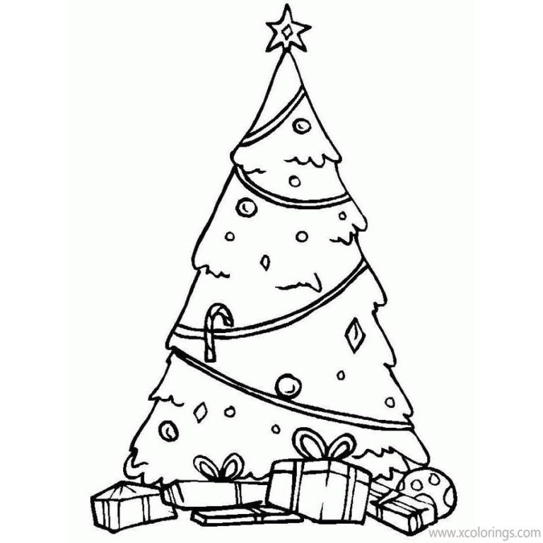 Simple Christmas Tree Coloring Pages - XColorings.com