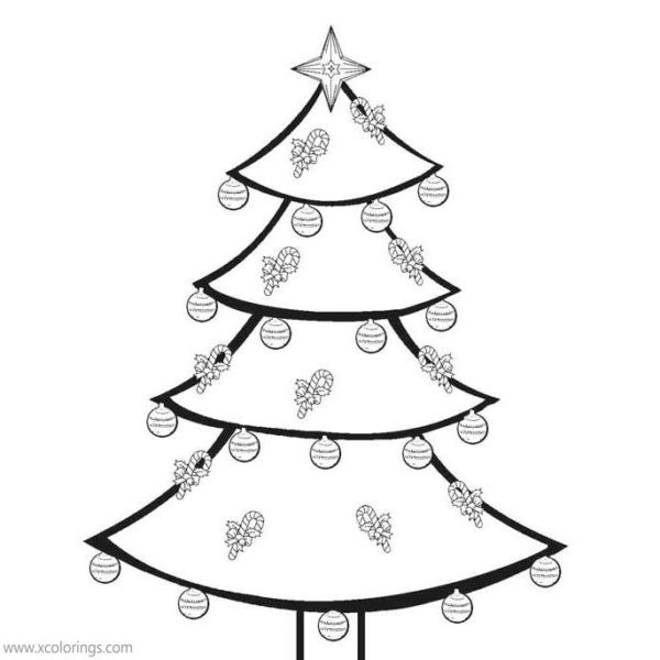Simple Christmas Tree Coloring Pages - XColorings.com