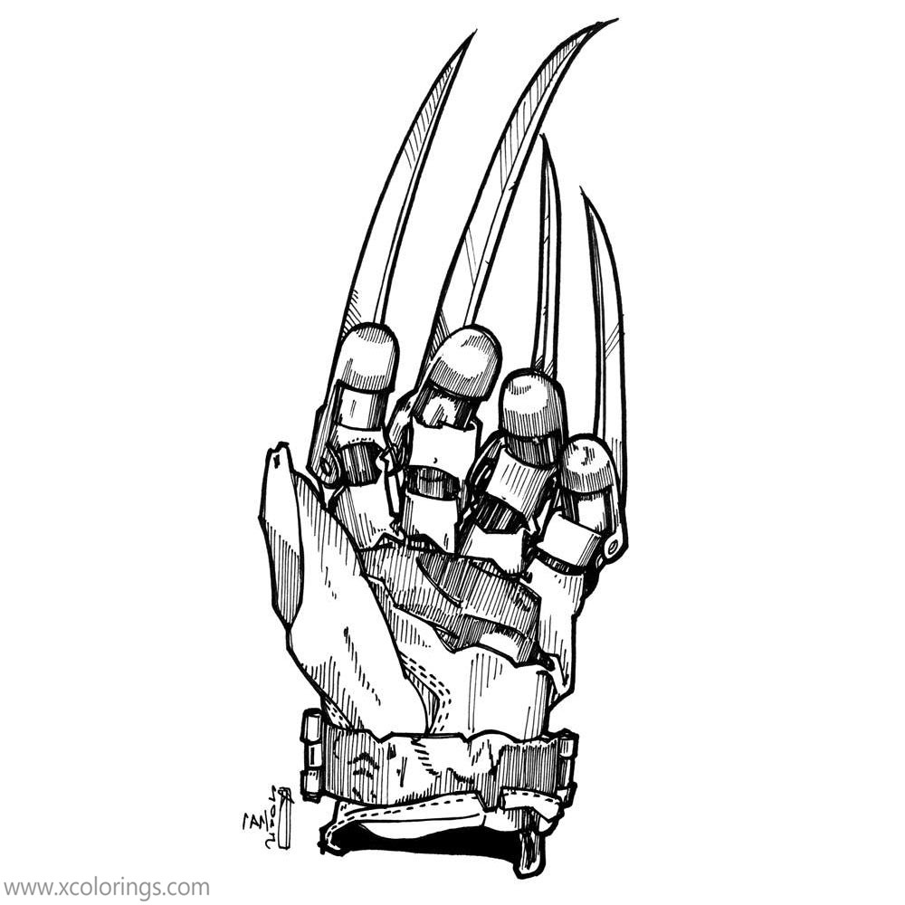 Freddy Krueger Glove Coloring Pages XColorings