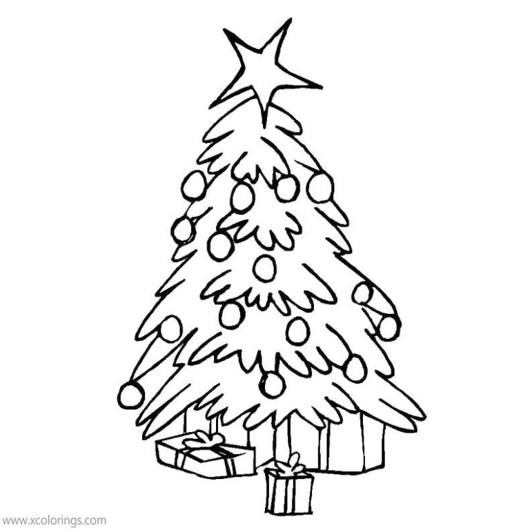 Decorating Blank Christmas Tree Coloring Pages - XColorings.com