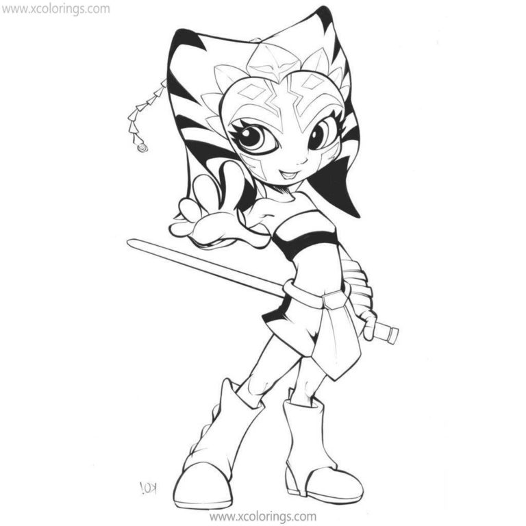 Star Wars Character Ahsoka Tano Coloring Pages - XColorings.com