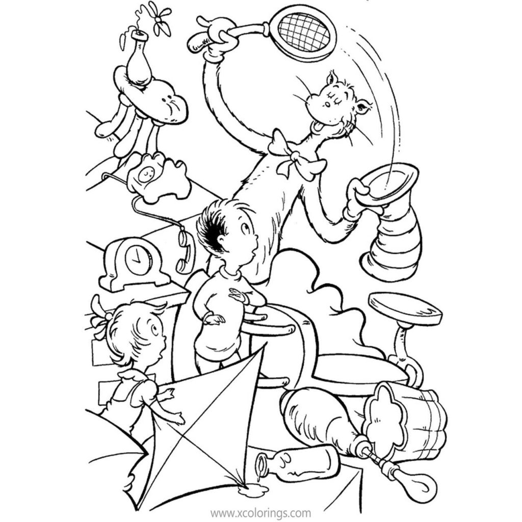 Cat In The Hat Coloring Pages Sally Walden - XColorings.com