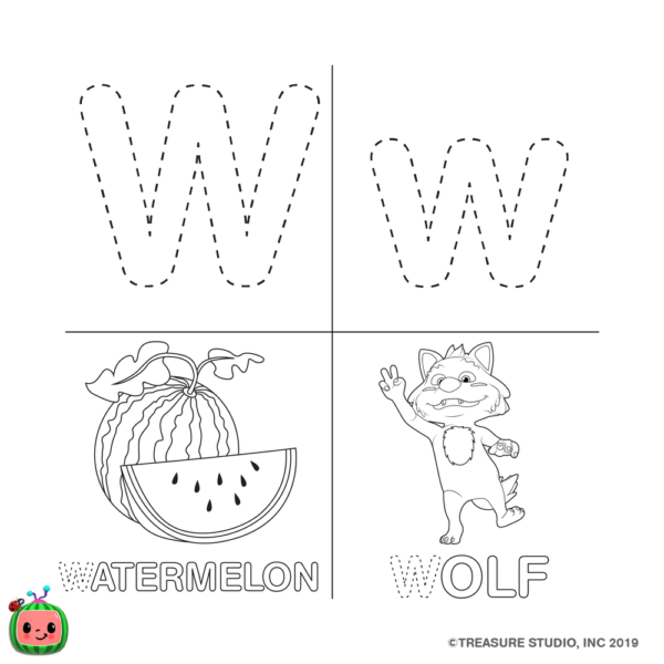 CoCoMelon ABC Coloring Pages Letter A - XColorings.com