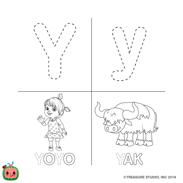 CoCoMelon ABC Coloring Pages Letter A - XColorings.com
