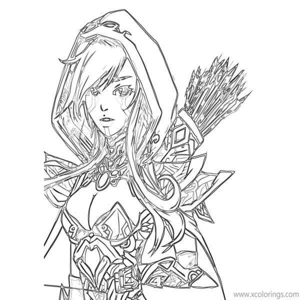 DOTA 2 Drow Ranger Coloring Pages - XColorings.com