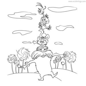 The Lorax Coloring Pages Thneeds with Truffula Trees - XColorings.com