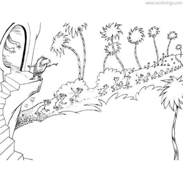 The Lorax Coloring Pages Thneeds with Truffula Trees - XColorings.com