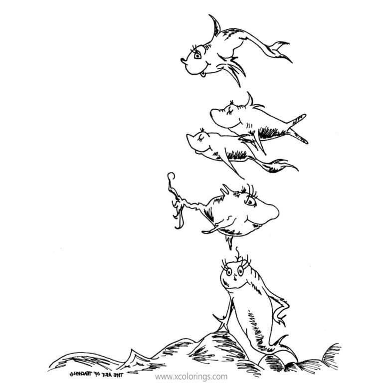 One Fish Two Fish Red Fish Blue Fish Coloring Pages Activity Sheets ...