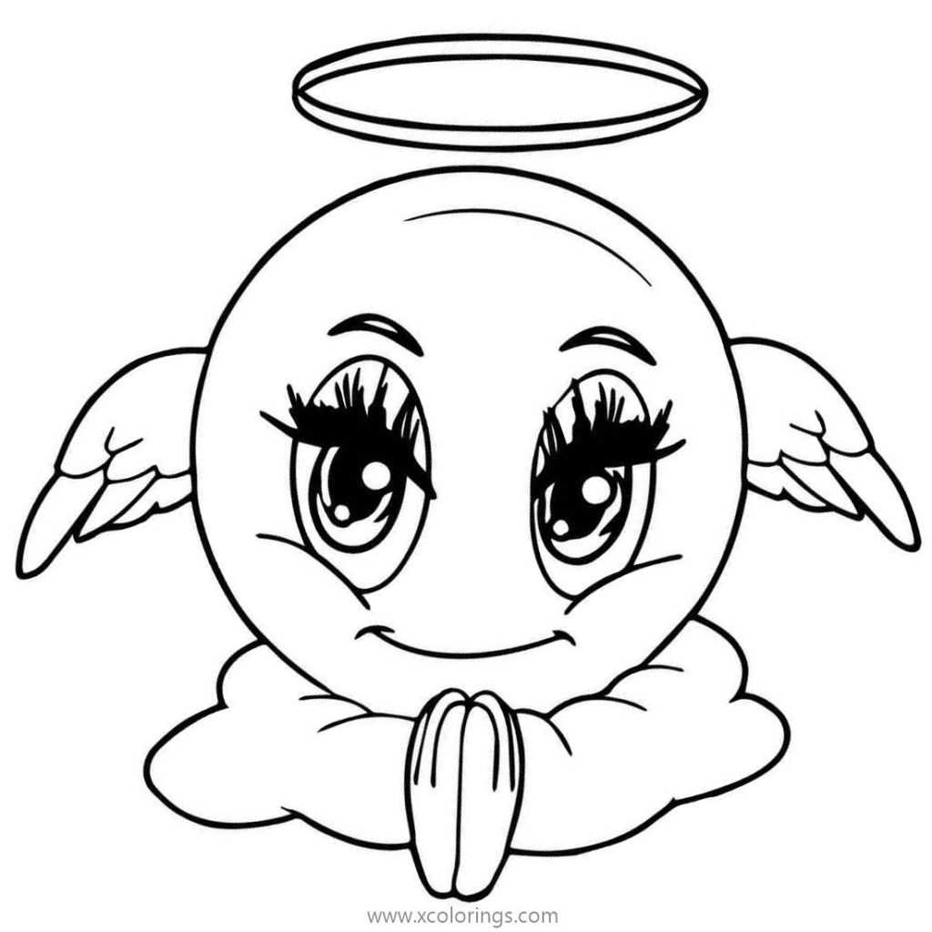 Emoji Movie Coloring Pages Angel and Devil - XColorings.com