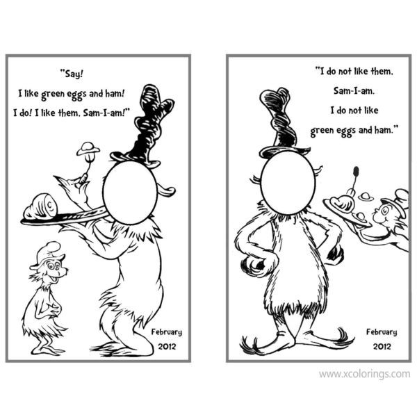 Green Eggs and Ham Coloring Pages Activity Sheets - XColorings.com