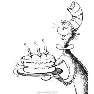 Happy Birthday Dr Seuss Coloring Pages Cat In The Hat with Balloons ...