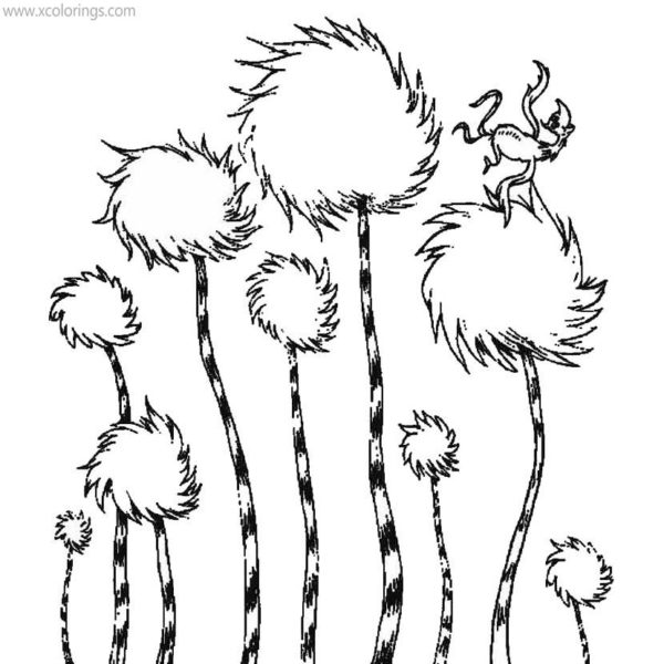 The Lorax Coloring Pages Thneeds with Truffula Trees - XColorings.com