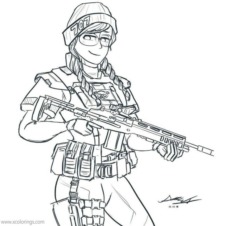 Rainbow Six Siege Coloring Pages Warden - XColorings.com