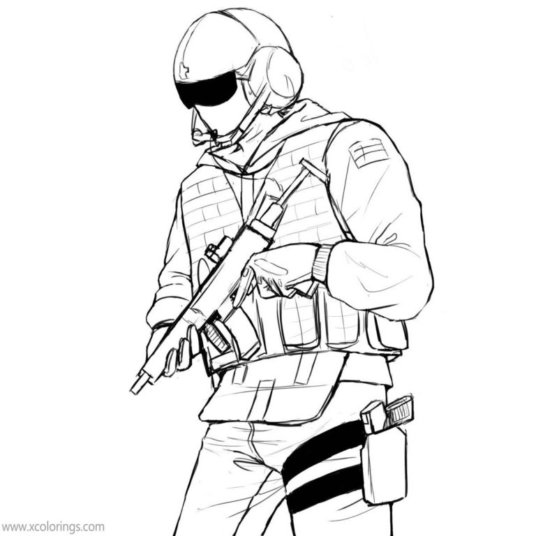 Rainbow Six Siege Coloring Pages Warden - XColorings.com
