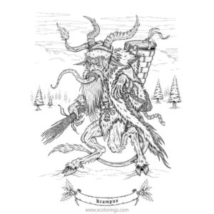 Krampus with Chains Coloring Pages - XColorings.com