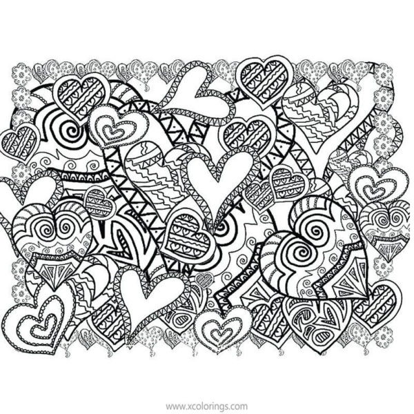 Valentines Day Flower Heart Coloring Pages - XColorings.com