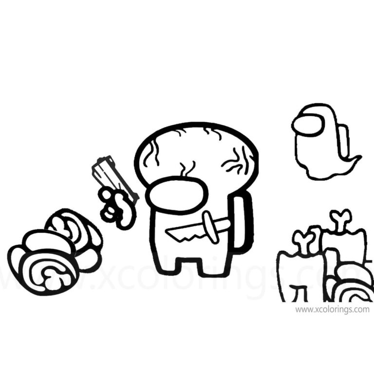 Among Us Coloring Pages Impostor with Knife - XColorings.com