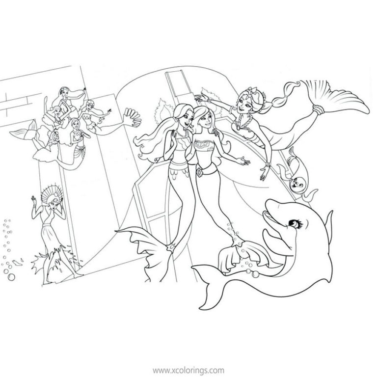 Barbie Mermaid Outline Coloring Pages - XColorings.com