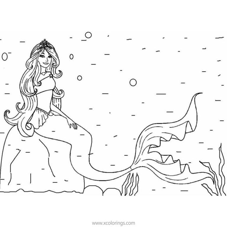 Barbie Mermaid Outline Coloring Pages - XColorings.com