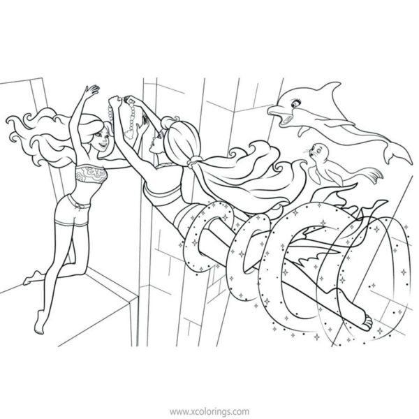 Barbie Mermaid Coloring Pages Merliah and Snouts - XColorings.com