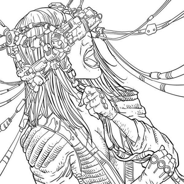 Cyberpunk Coloring Pages IEC Dragoon - XColorings.com
