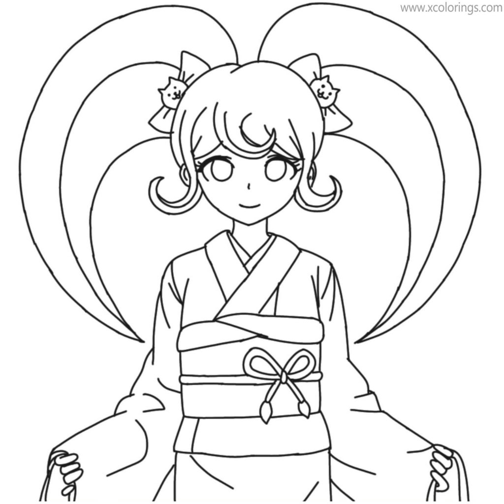 Danganronpa Coloring Pages Junko Enoshima and Monokuma - XColorings.com