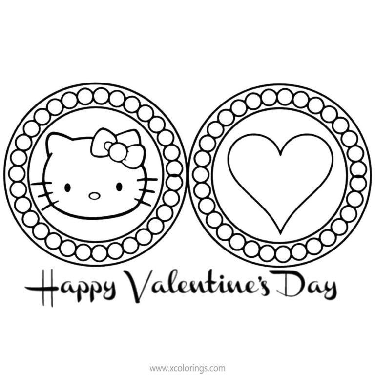 Hello Kitty Valentines Day Coloring Pages Blank Template - XColorings.com