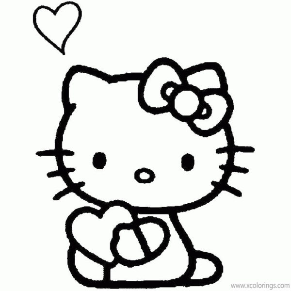 Hello Kitty Valentines Day Coloring Pages Blank Template - XColorings.com