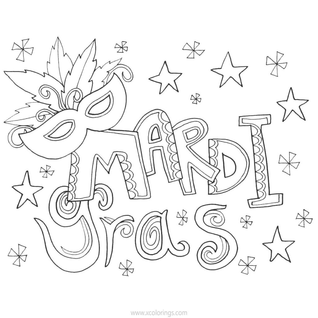 Simple Mardi Gras Mask Coloring Pages - XColorings.com