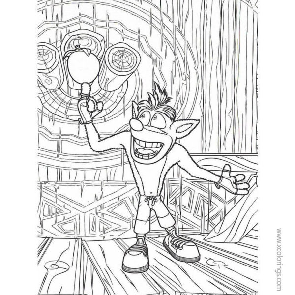 Crash Bandicoot Coloring Pages Coco Bandicoot and Aku Aku - XColorings.com