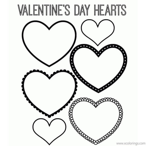 Valentines Day Heart Coloring Pages Hugs and Kisses - XColorings.com
