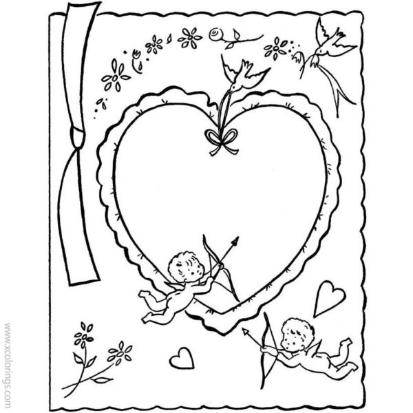 Valentines Day Heart Card Coloring Pages - XColorings.com
