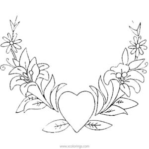 Valentines Day Heart Flower Design Coloring Pages - XColorings.com