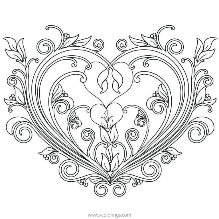 Valentines Heart Chains Coloring Pages - XColorings.com