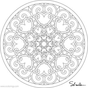 Valentines Day Heart Flower Design Coloring Pages - XColorings.com
