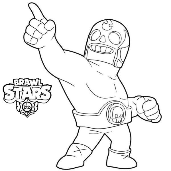 El Primo Brawl Stars Coloring Pages Black and White - XColorings.com