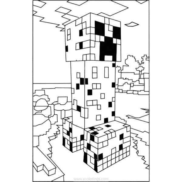 Minecraft Steve And Creeper Coloring Page Free Printable