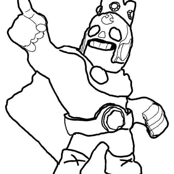 Brawl Stars Coloring Pages El Primo with Crown - XColorings.com