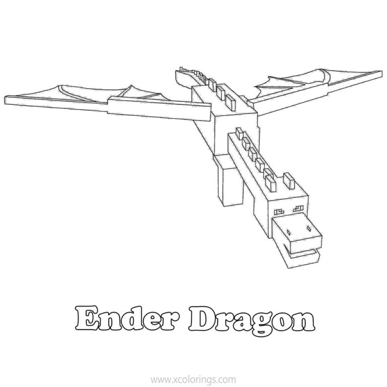 Flying Ender Dragon Coloring Pages - XColorings.com