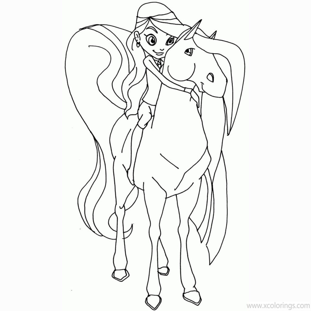 Horseland Coloring Pages Sarah Alma with Scarlet and Button ...