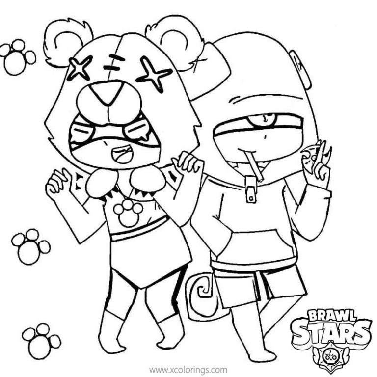 Leon Brawl Stars Coloring Pages with Heart - XColorings.com