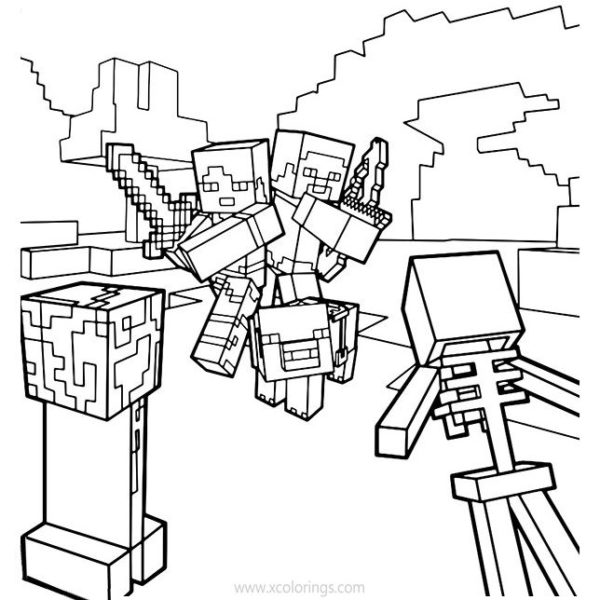 Minecraft Steve Coloring Pages Outline of Steve - XColorings.com