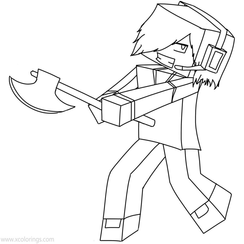 Minecraft Steve Coloring Pages with Ender Dragon and Wolf - XColorings.com