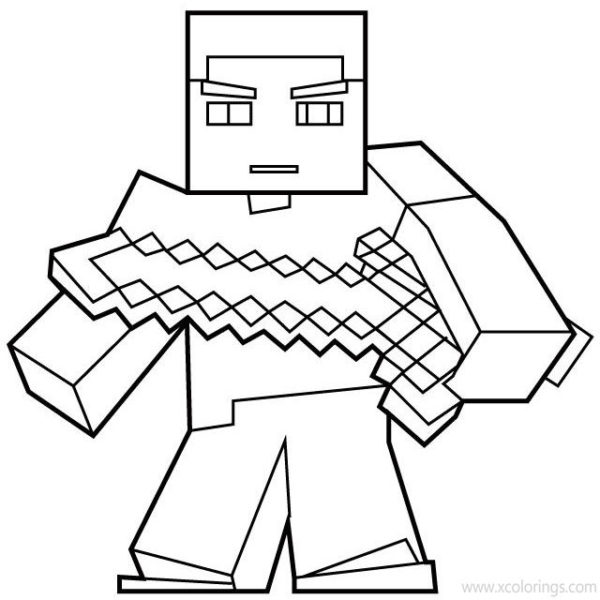 Minecraft Sword Coloring Pages - XColorings.com