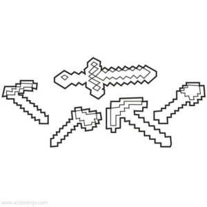 Minecraft Sword Coloring Pages Outline - XColorings.com