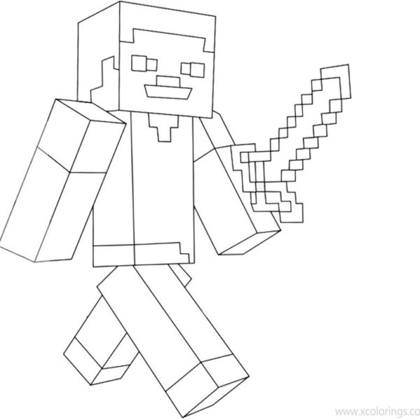 Minecraft Sword and Creeper Coloring Pages - XColorings.com