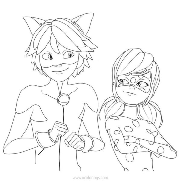 Miraculous Ladybug Coloring Pages Cute Marinette and Adrien ...