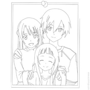 Sword Art Online Coloring Pages Asuna Kirito and Yui - XColorings.com