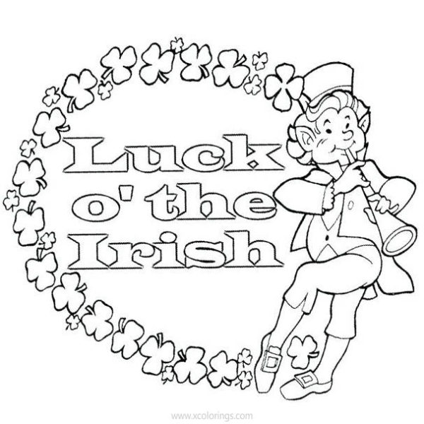 St. Patrick's Day Coloring Pages Gnome with Shamrock - XColorings.com